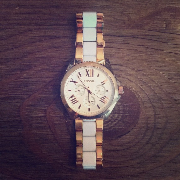 Fossil | Accessories | Rose Gold And White Fossil Watch | Poshmark